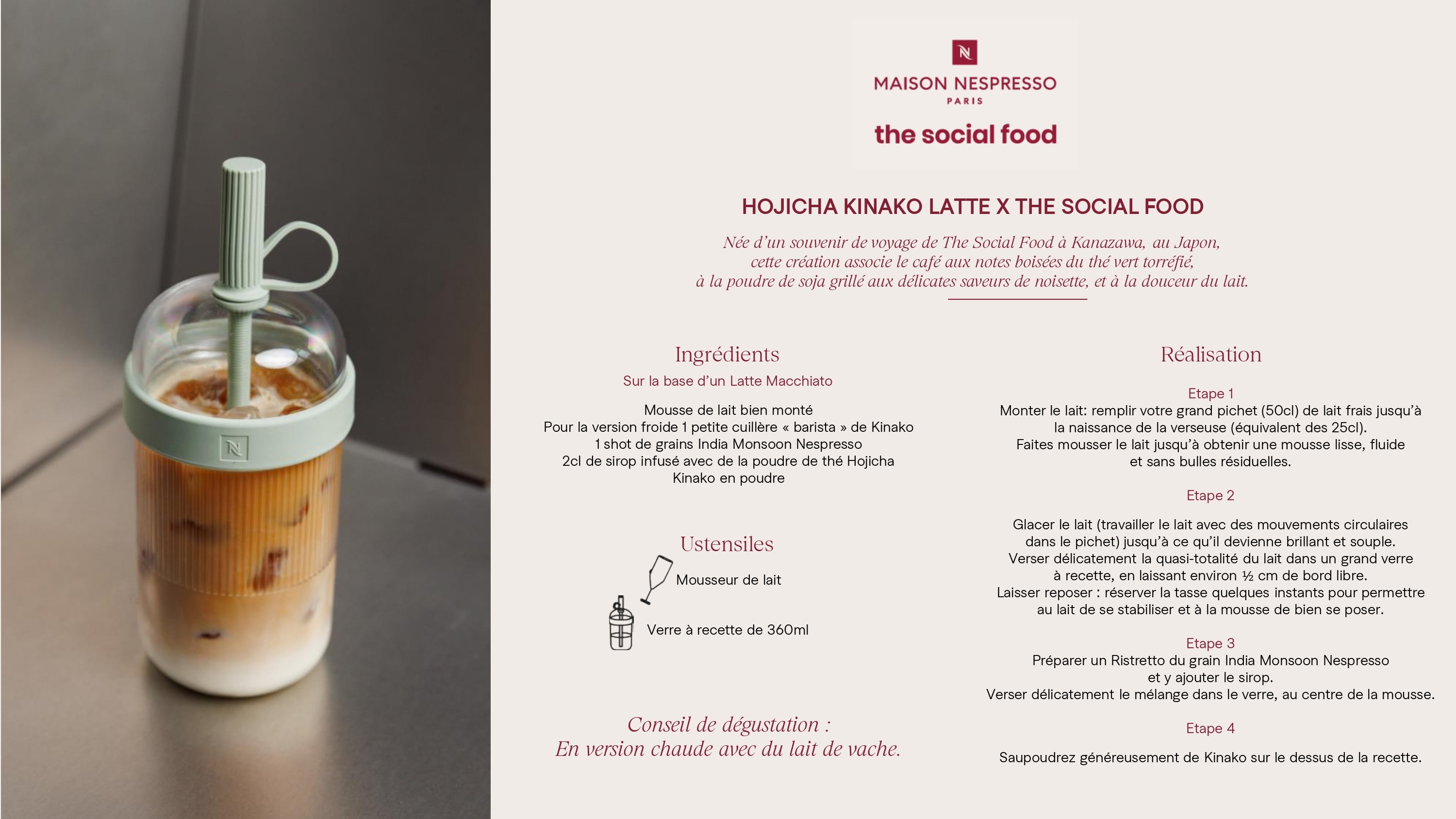 Recette Café Maison Nespresso Hojicha Kinako Latte x The Social Food ...
